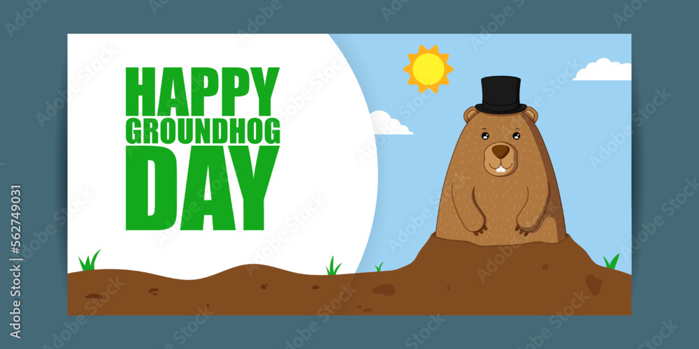 Vector illustration of Happy Groundhog Day wishes banner Stock Vector ...