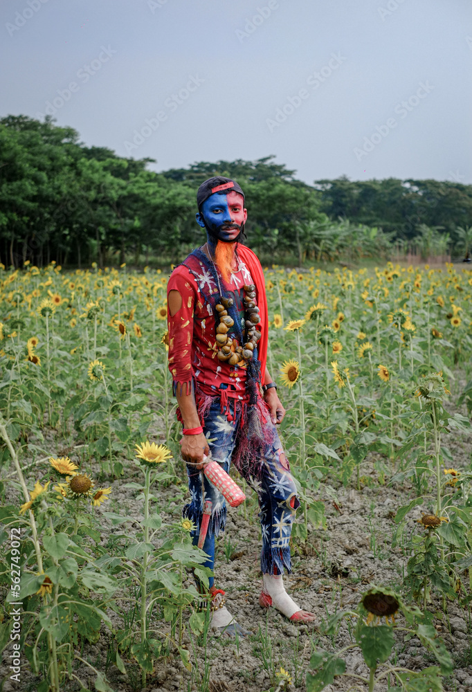 Hindu religious village people celebrating gajan festival wearing ...