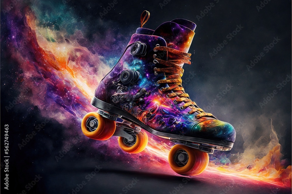 a skateboard with a colorful design on it's wheels and wheels on the ...