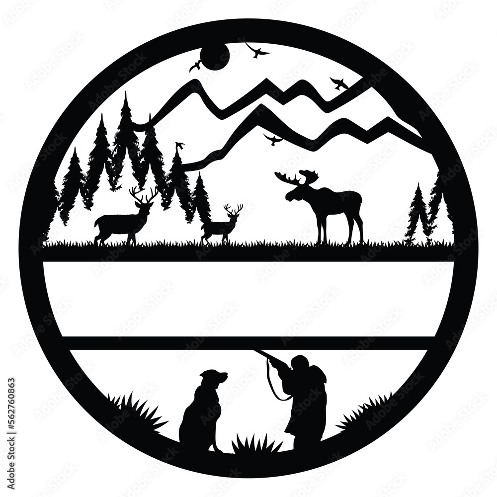 Name sign svg Hunting theme laser cut template, door or wall hanger ...