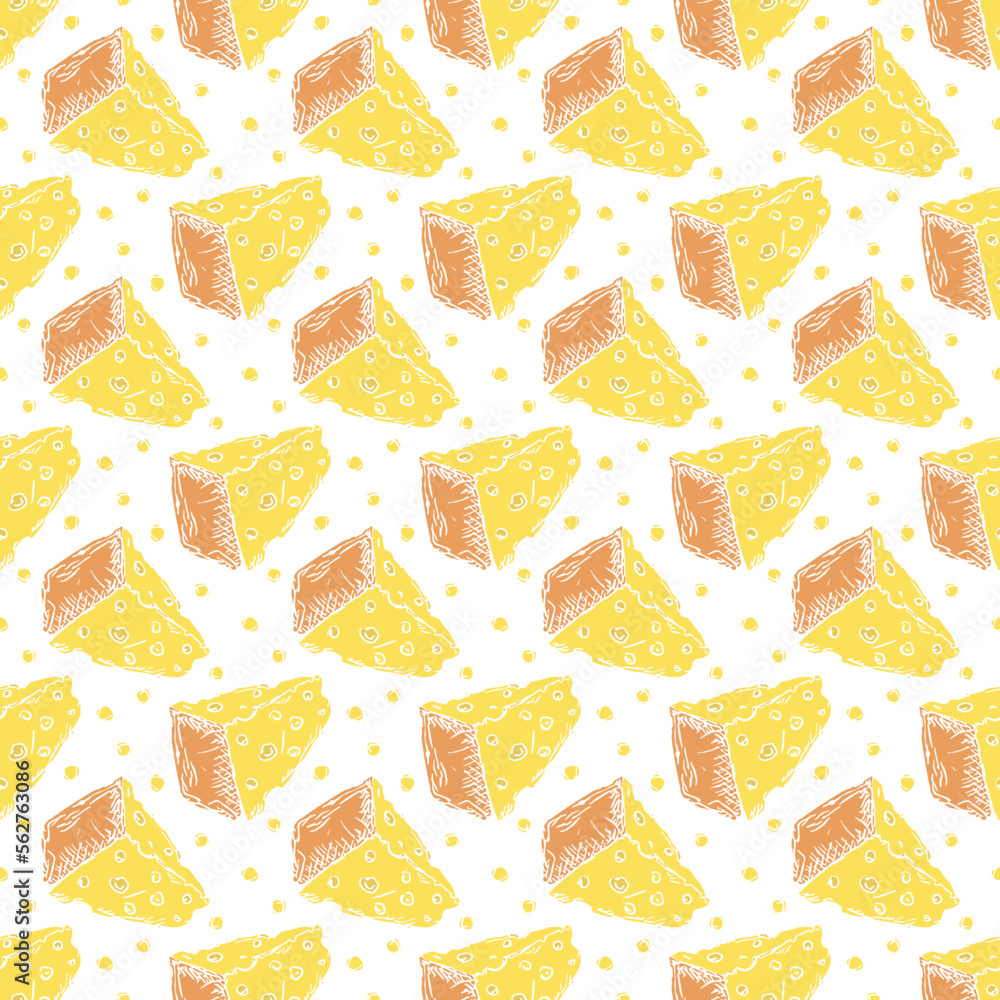 seamless cheese pattern. Doodle vector pattern with cheese icons ...
