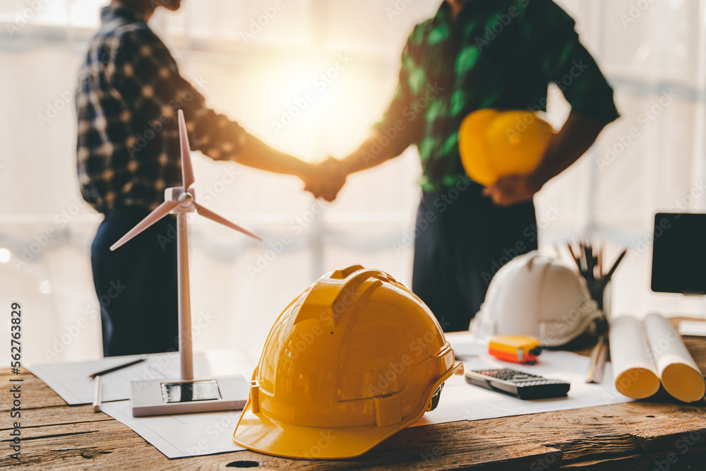 engineering team shaking hands start planning for architecture Engineer ...