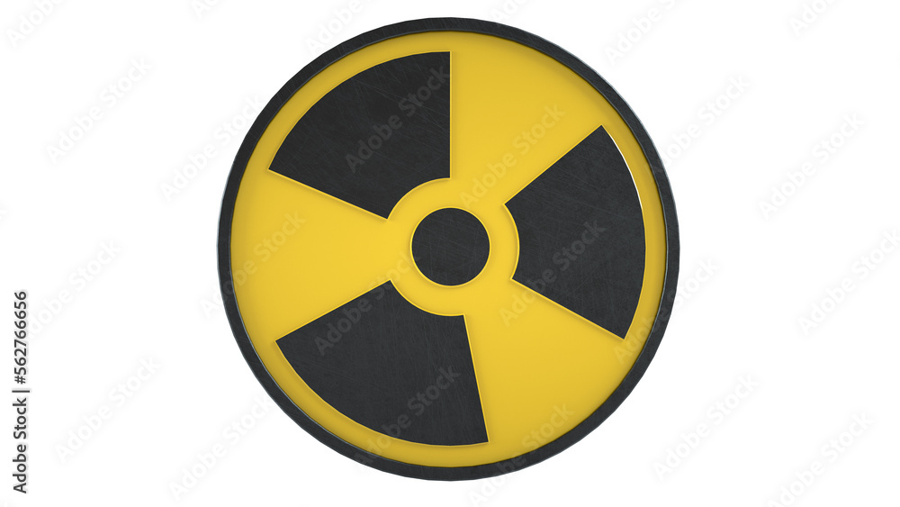 Radioactive symbol. Nuclear pictogram. Isolated on white background. 3D ...