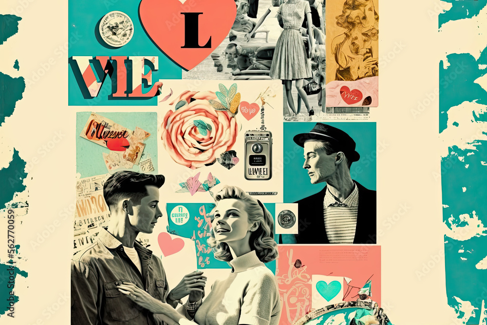 Vintage Love Collage Background