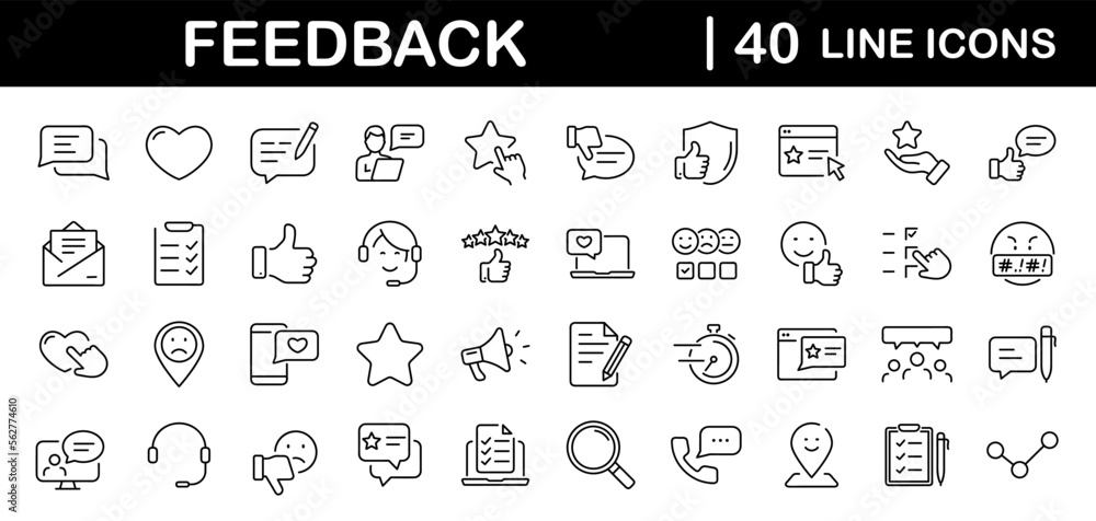 Feedback set of web icons in line style. Feedback and Review icons for ...