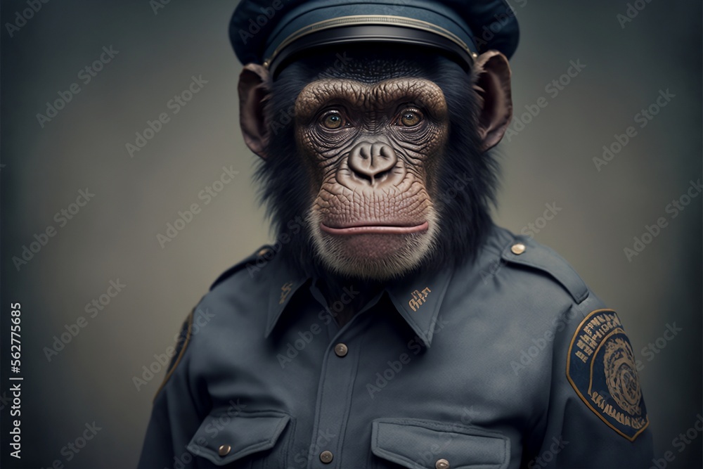 chimpanzee in a Police suit, photorealistic Portrait Generative ai ...