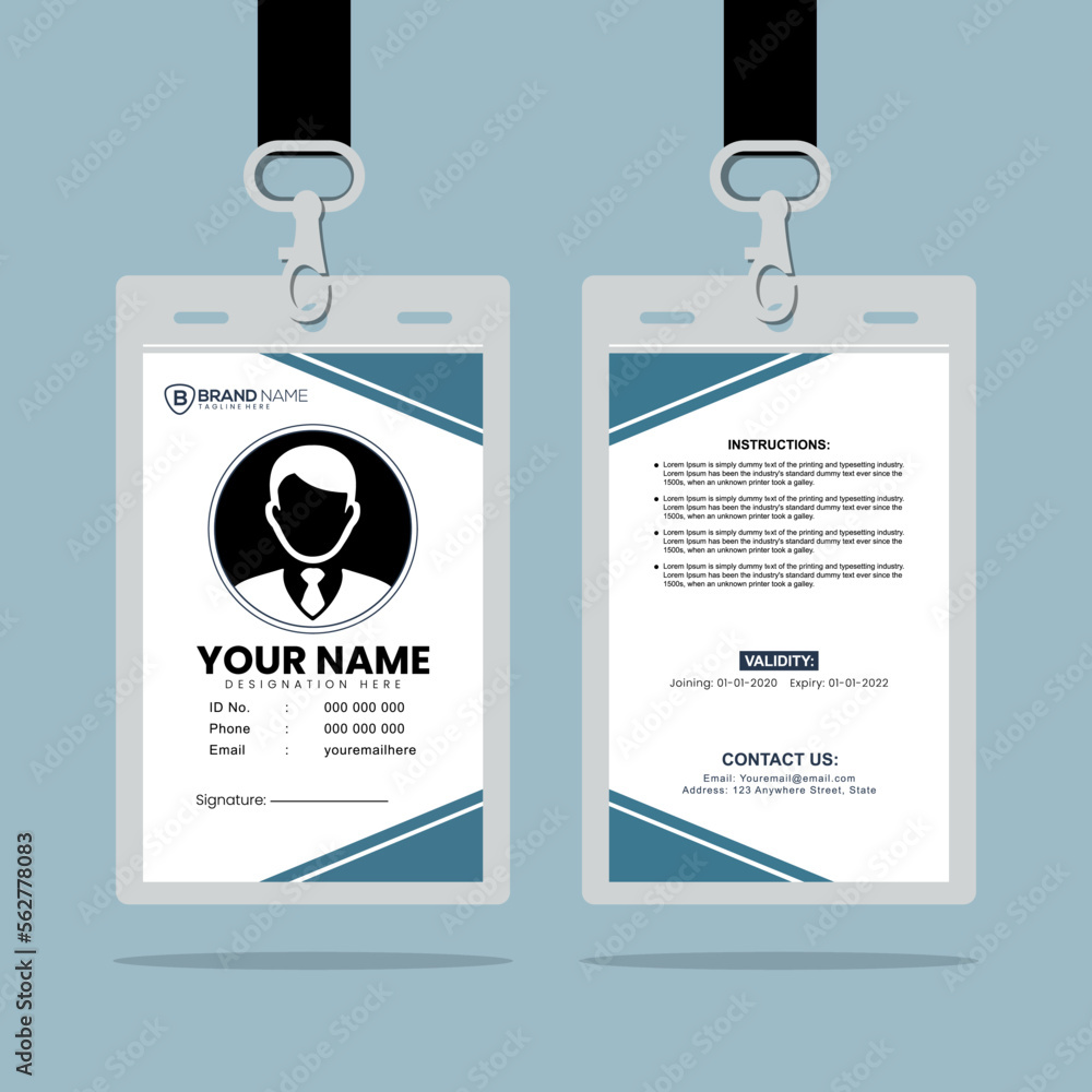 Clean and Simple ID Card Design Template. Simple Business ID Card Design Template, Clean and ...