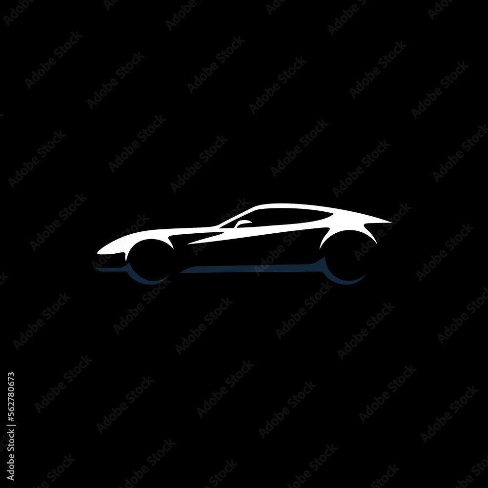 vector of logo auto sport car on side view with white blue on black ...