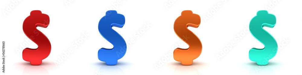 Colored Dollar signs $ symbol 3d Stock Illustration | Adobe Stock