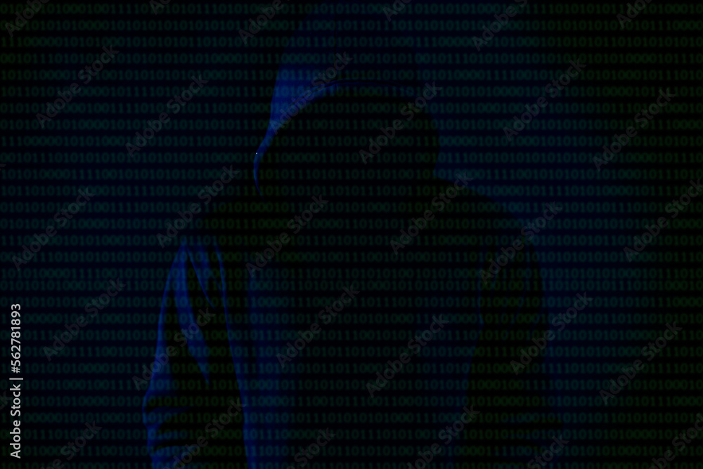 Asian hacker in black hood on black background,Hack password,hacking ...
