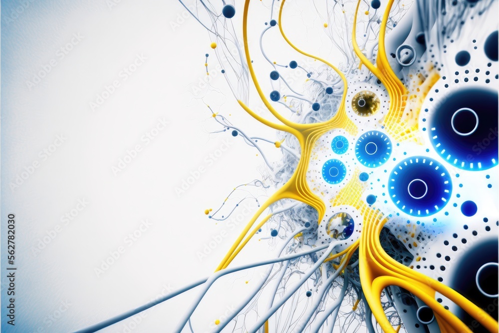 DNA strands and nerve connections, lighting, brain with electrical ...