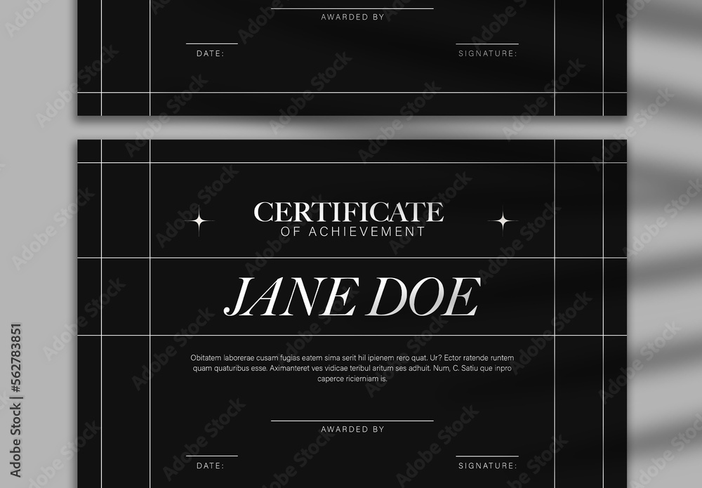 Black and White Minimal Certificate Template Stock Template | Adobe Stock