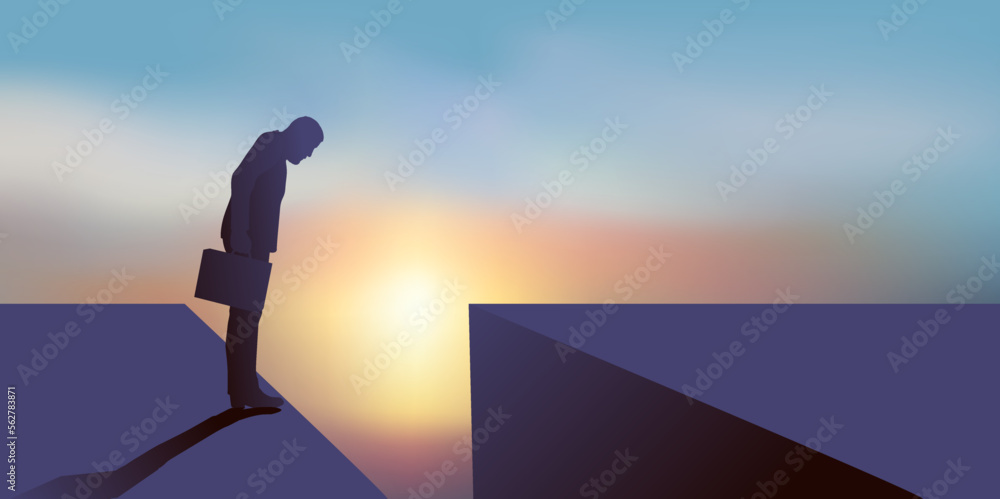 Concept de l’obstacle à franchir avec le symbole d’un homme qui doit ...