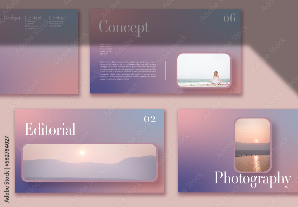 Pink Gradient Portfolio with Shadows Stock Template | Adobe Stock