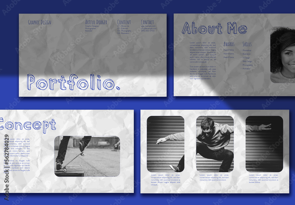 Crinkled Paper Portfolio Stock Template | Adobe Stock