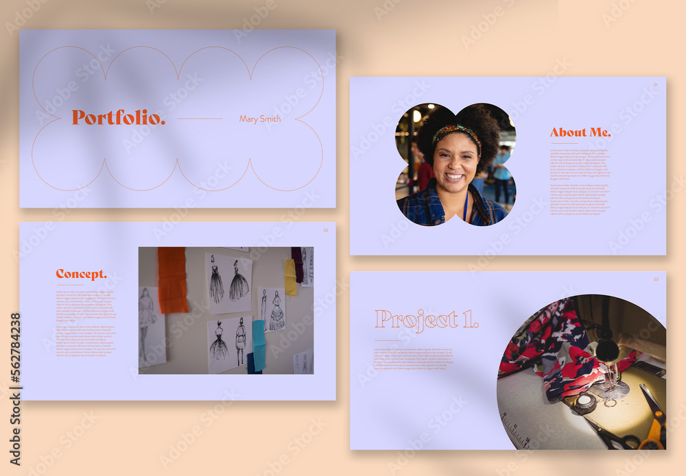 Purple and Orange Portfolio Stock Template | Adobe Stock