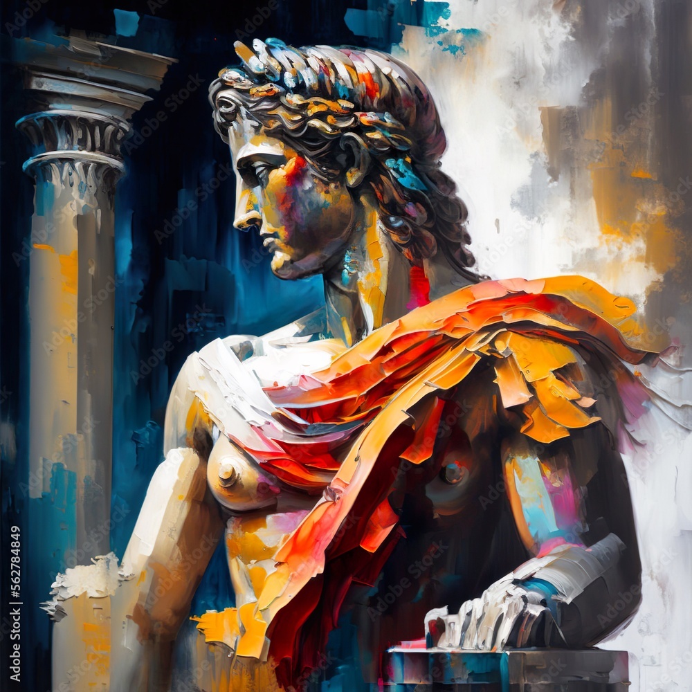 Generative ai Abstract oil painting of a roman statue, printable Stock ...