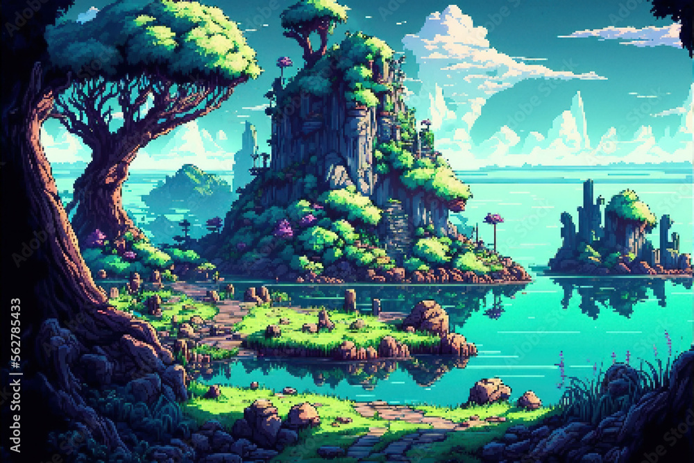 Wallpaper of Pixelated World, 4K Landscape Stock Illustration | Adobe Stock