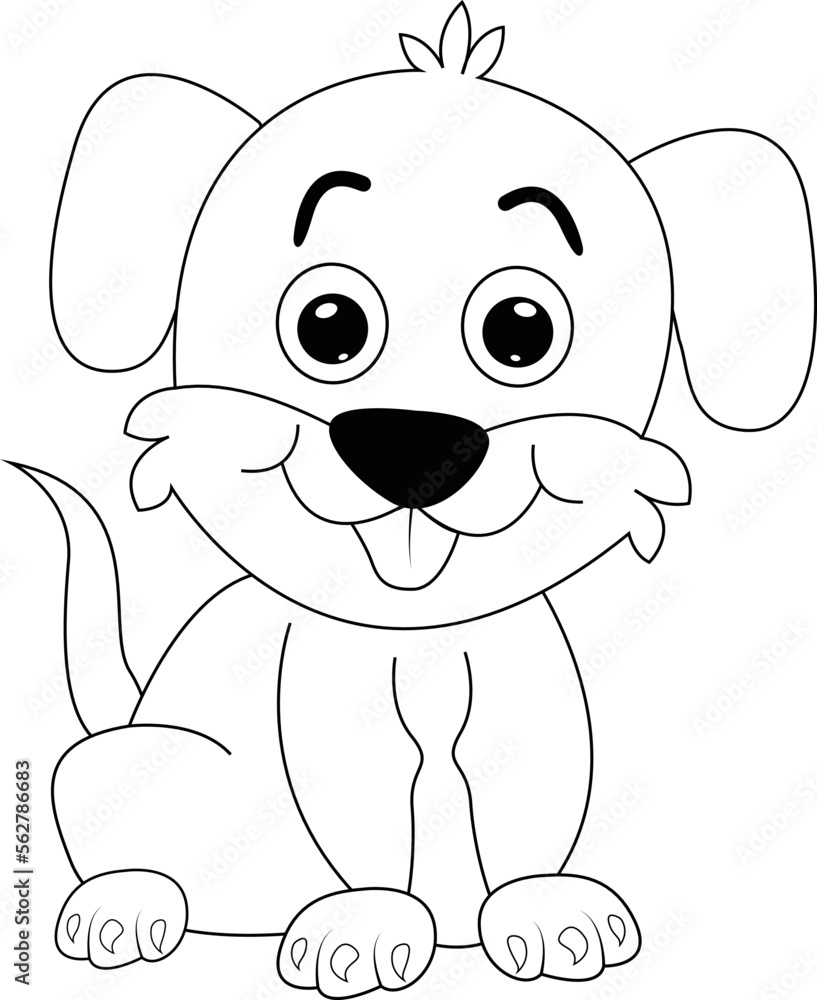 Dog White and Black Illustration for kids Coloring Book Stock Vector ...