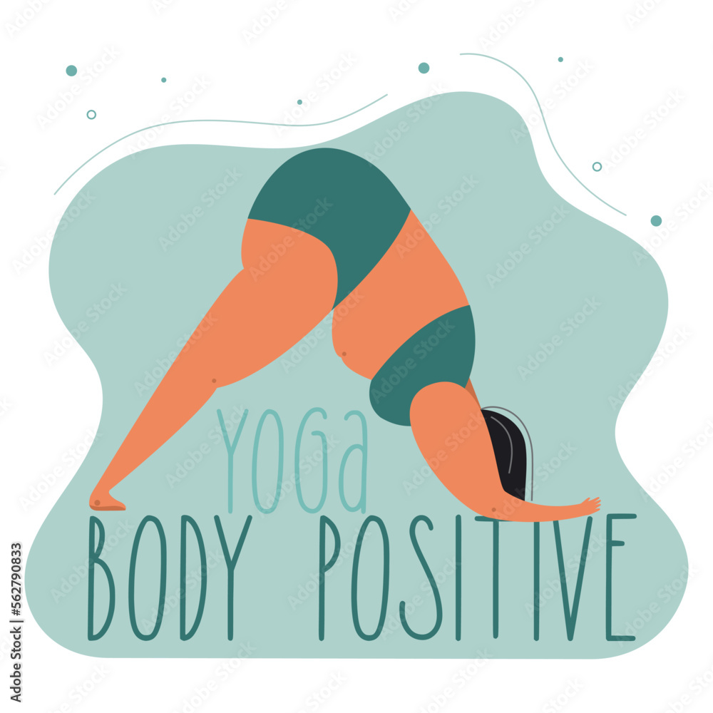 The curvy, fat girl is NORMAL. The vector illustratin with PLUS size ...