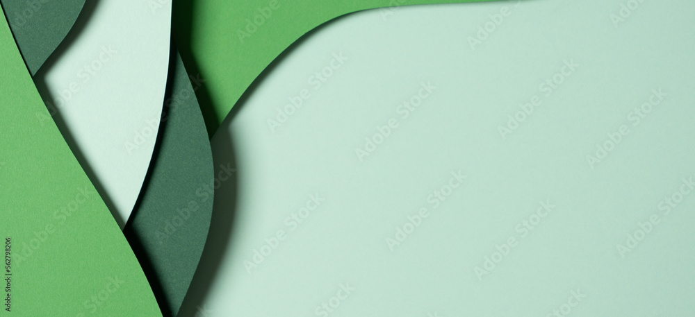 Abstract green color paper texture background. Minimal paper cut style ...