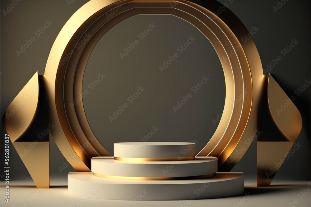Gold stage podium scene for award celebration clean minimalist ...