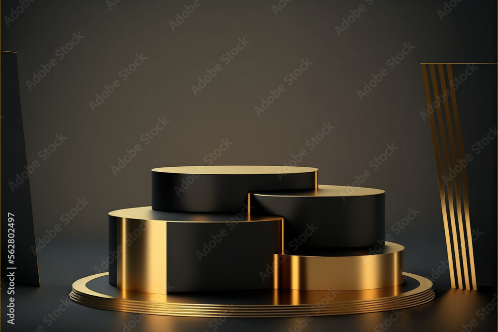 Gold stage podium scene for award celebration clean minimalist ...