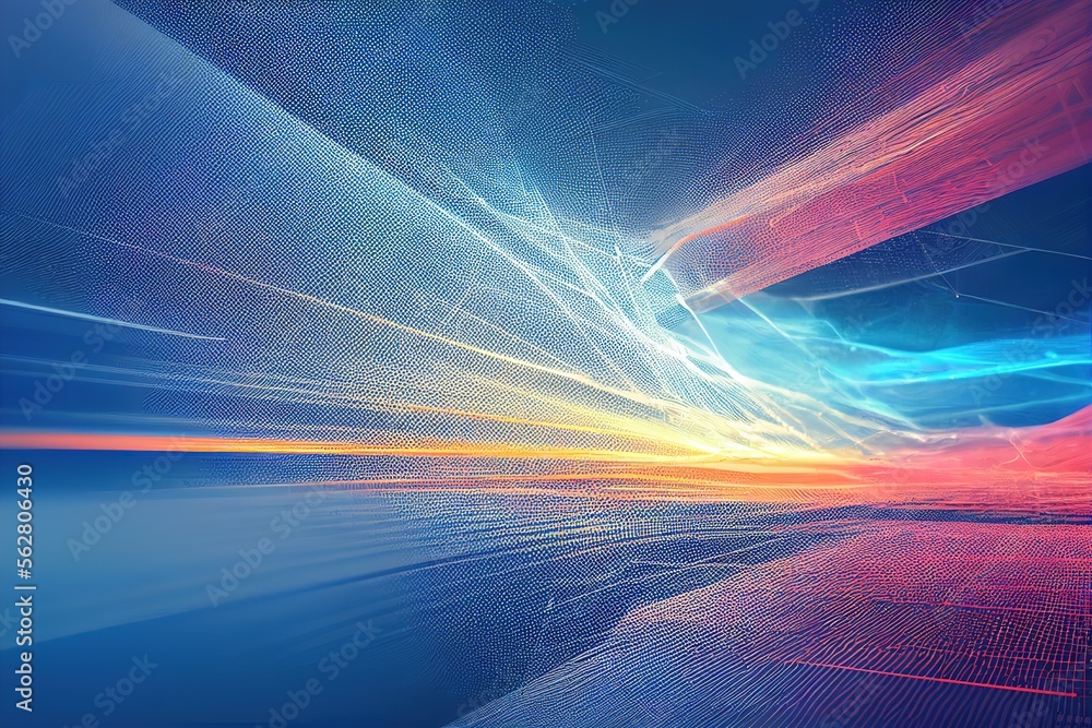 Futuristic data flow, data transfer technology. Cyberpunk, big data and ...