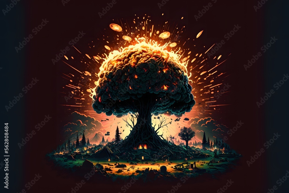 Nuclear Detonation. Nuclear Explosion. Bomb Blast. Mushroom Cloud ...