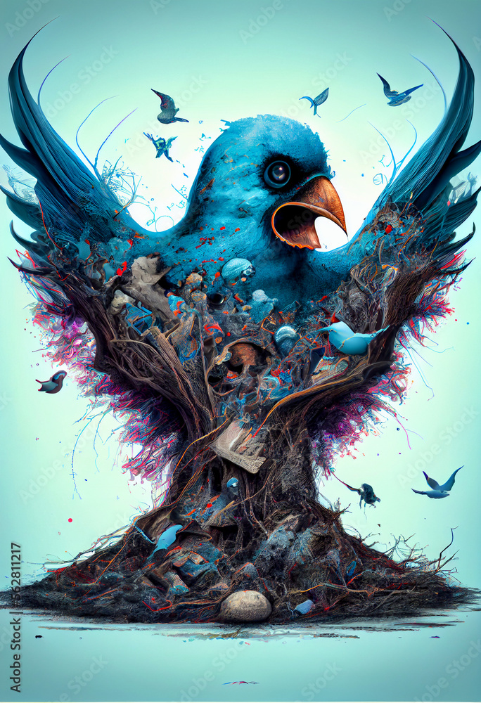 Generative AI surreal render of an evil bird Stock Illustration | Adobe ...