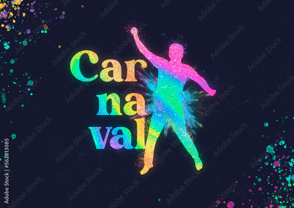 Carnaval 2023 Splash Logo Texto Glitter Silhueta Colorido Arco-íris ...
