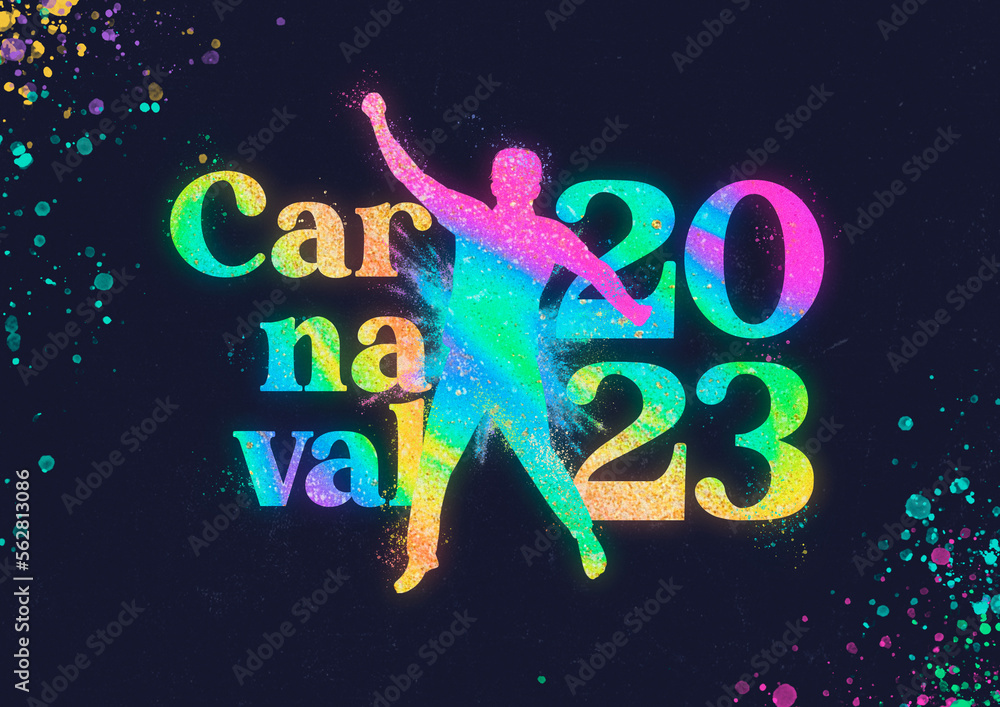 Carnaval 2023 Splash Logo Texto Glitter Silhueta Colorido Arco-íris ...