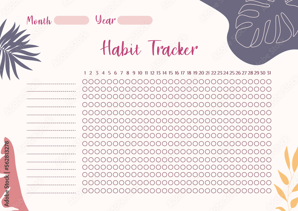 Vetor de Vector Modern colorful habit tracker printable template with ...