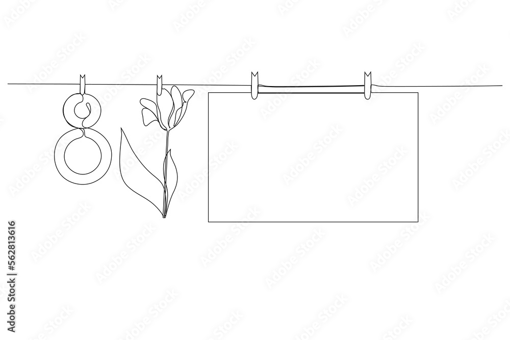 Congratulatory banner from March 8 in one line. Modern design greeting ...