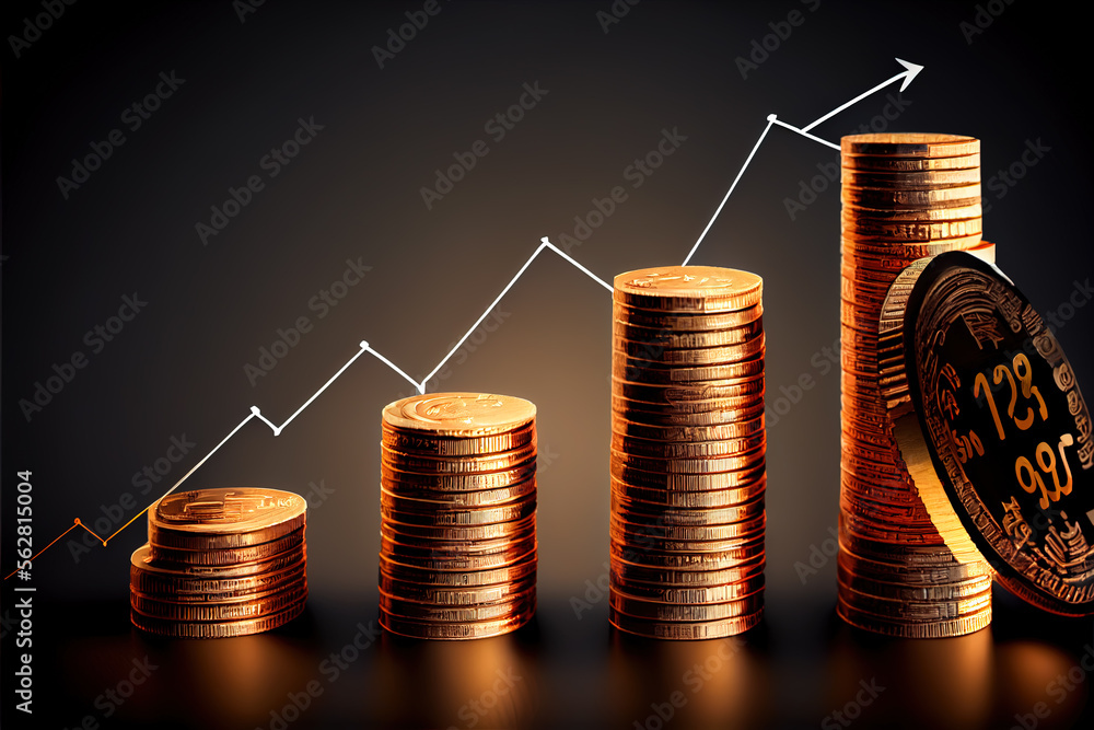 growth charts with gold coins. Generative AI Stock Illustration | Adobe ...