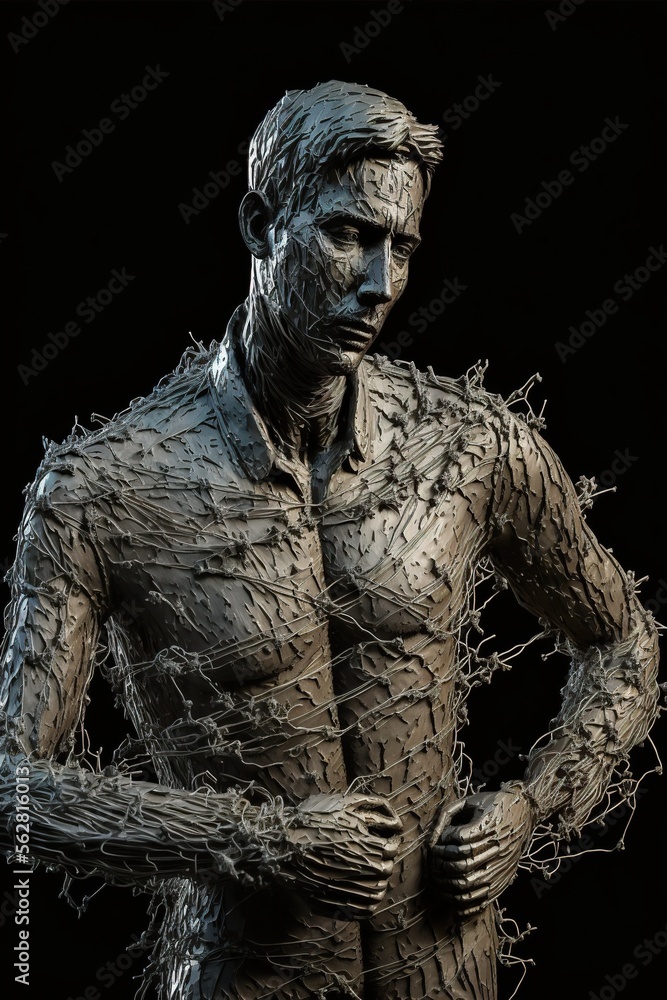 Barbed Wire Sculpture - Symbol of War and Conflict. Generative AI ...