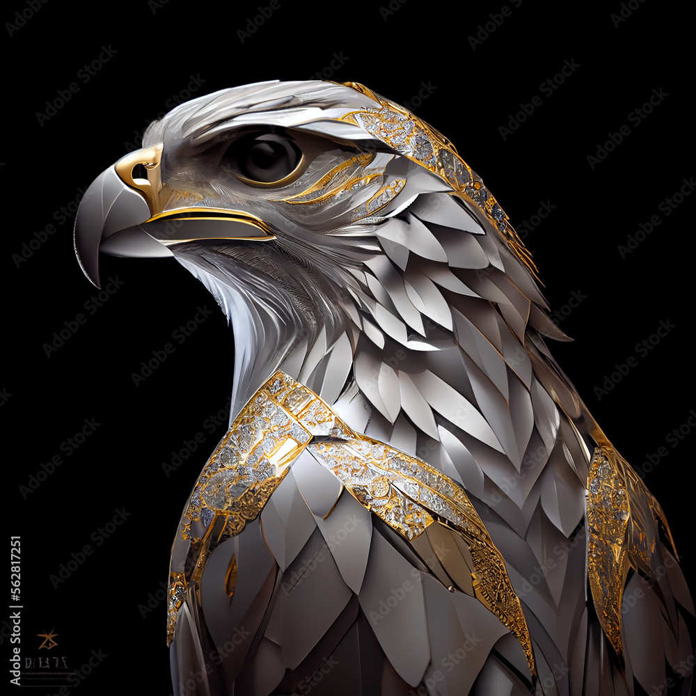 platinum and gold falcon generative ai Stock Illustration | Adobe Stock
