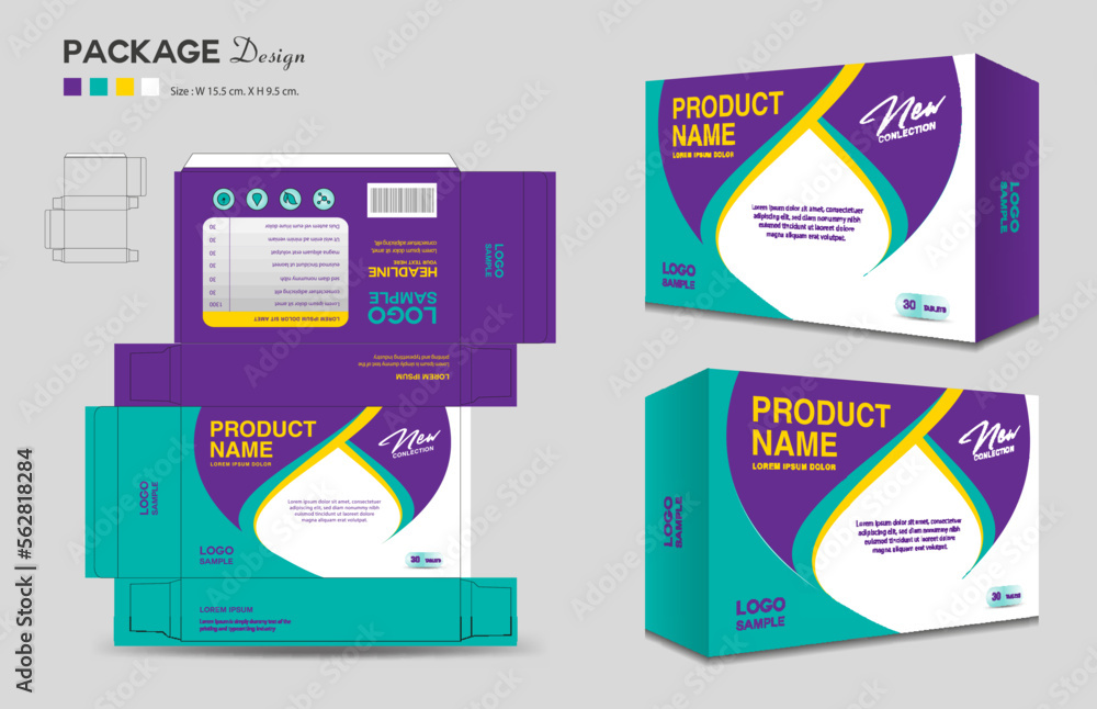 Supplements and Cosmetic box design, Package design template, box ...