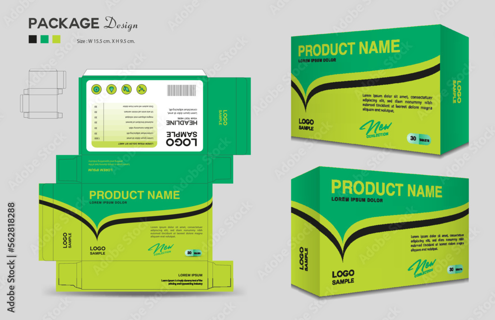 Supplements and Cosmetic box design, Package design template, box ...