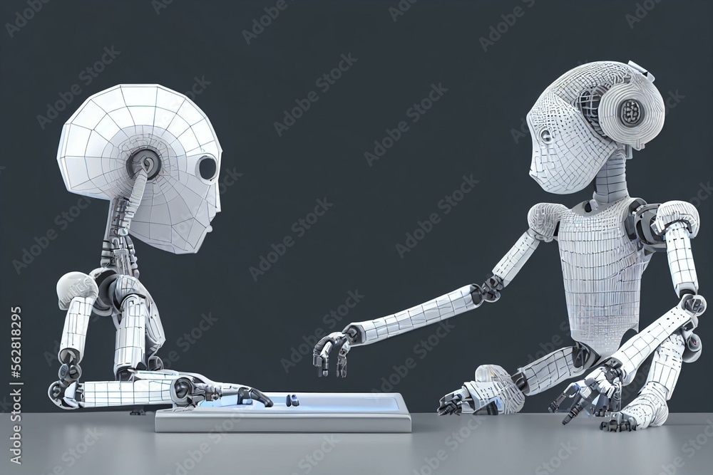 Robot hominoid using tablet computer for big data analytic using AI thinking brain , artificial ...