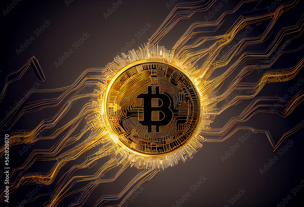 bitcion logo coin with symbol technology Stock Illustration | Adobe Stock