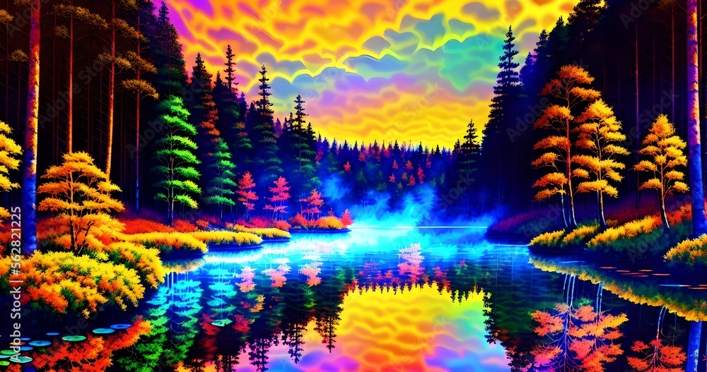 Psychedelic forest wallpapers in 4K.Generative AI Stock Illustration ...