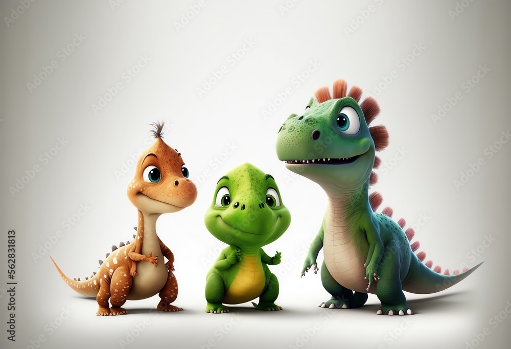 Set of adorable baby cartoon dinosaurs characters illustration. Cute ...