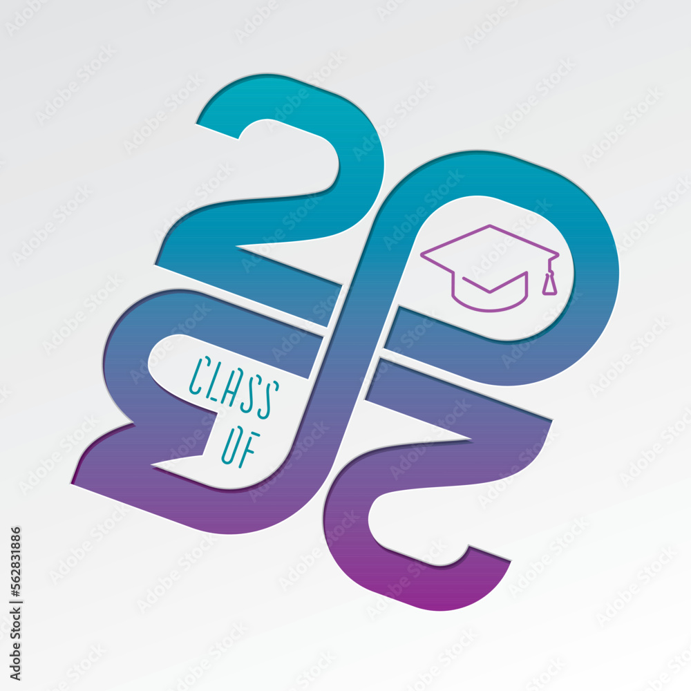 Class of 2023 Cut Paper Style Numerals Logo with Zero and Three Making ...