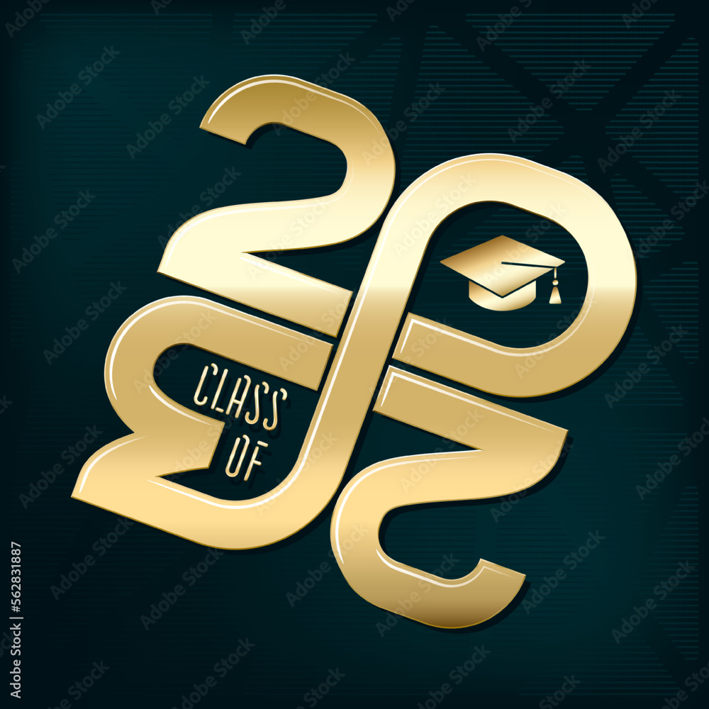 Class Of 2023 Flat Glossy Gold Logo with Numerals Making Mobius Loop ...