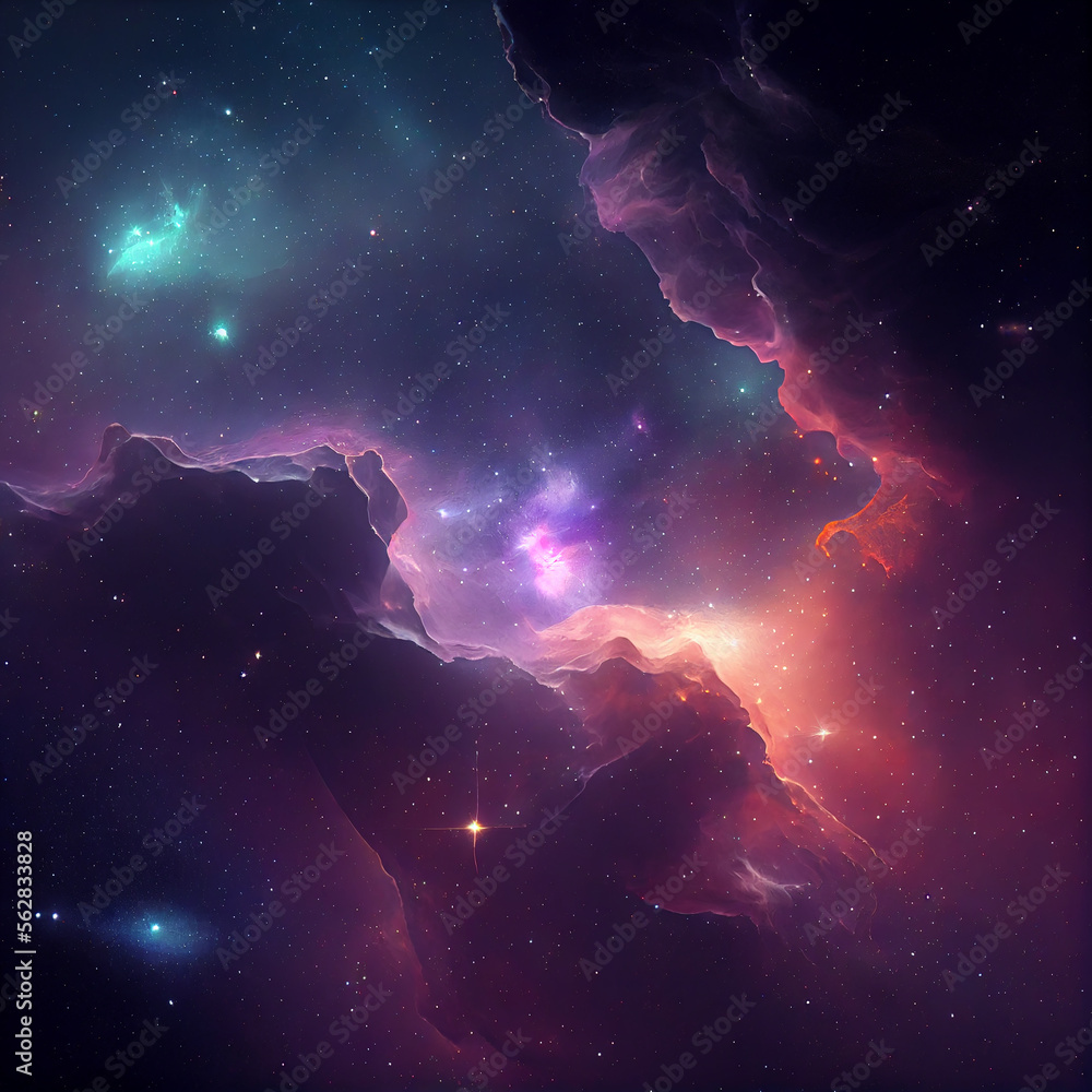 space background with nebula and stars environment map. Illustration ...