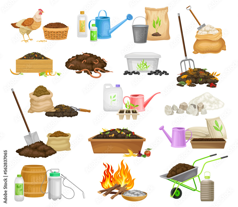 Garden Organic Fertilizer and Compost for Soil Cultivation Big Vector ...