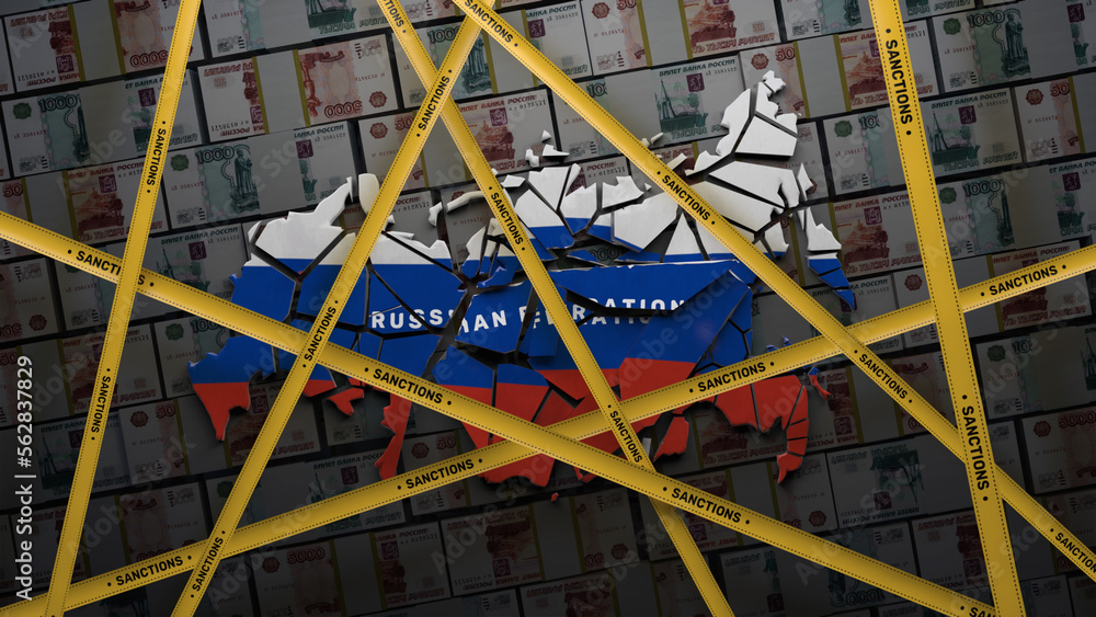 Illustrazione Stock 3D render of map of collapsed Russia into different ...