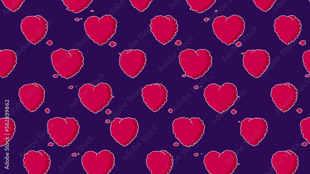 Heart cartoon pink red rotating wallpaper flying on dark violet ...
