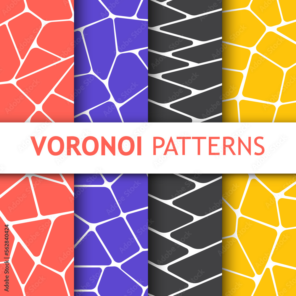 Vector set of geometric voronoi patterns for your fabric and textile ...